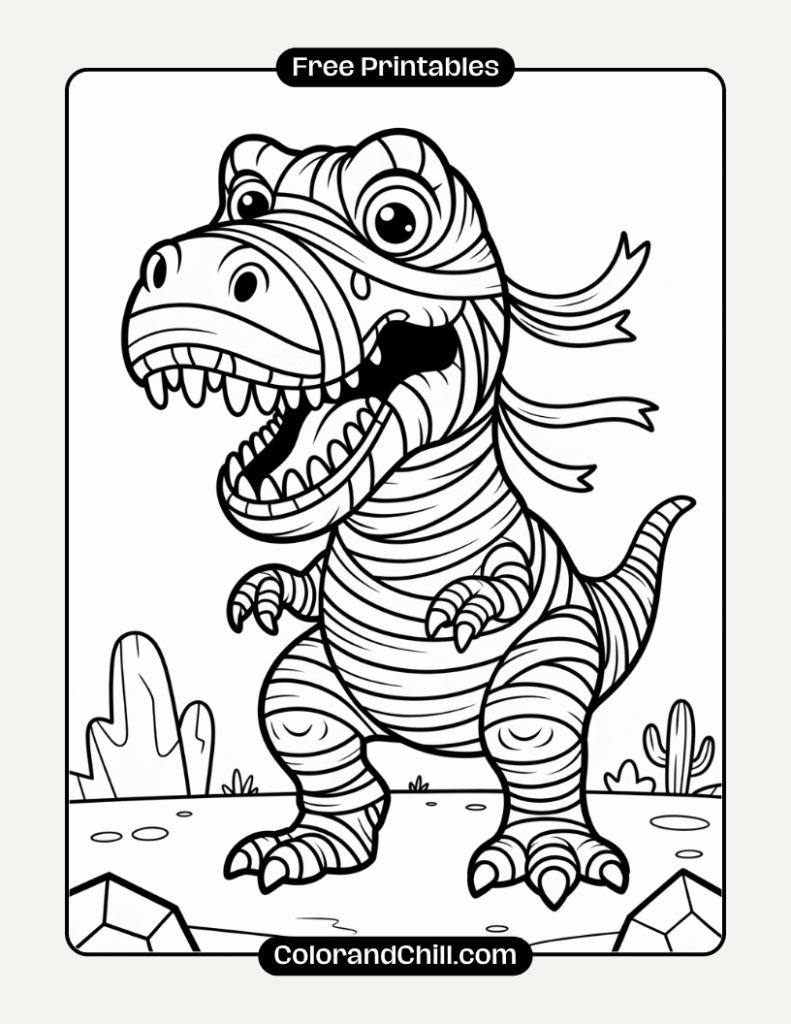 Cute Halloween Dinosaur Coloring Pages - Free PDF Printables