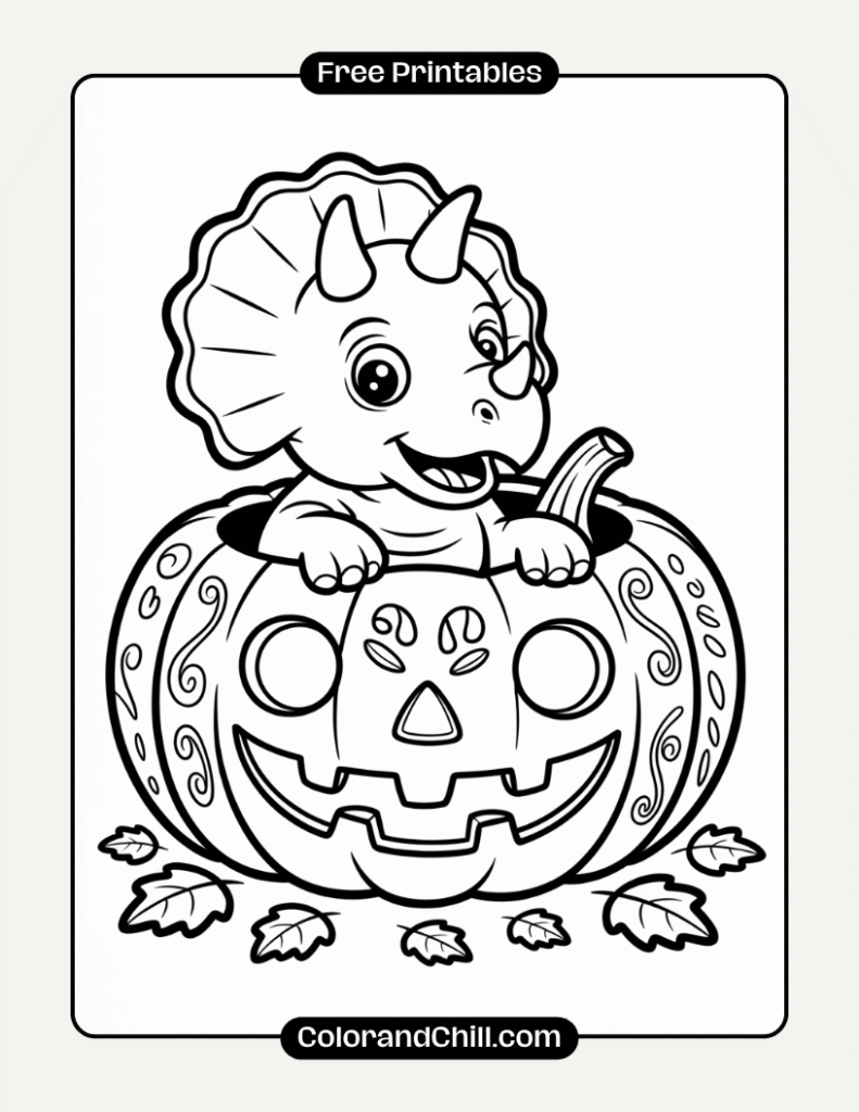 Cute Halloween Dinosaur Coloring Pages - Free PDF Printables