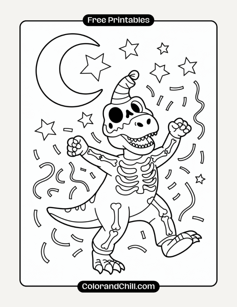 Cute Halloween Dinosaur Coloring Pages - Free PDF Printables