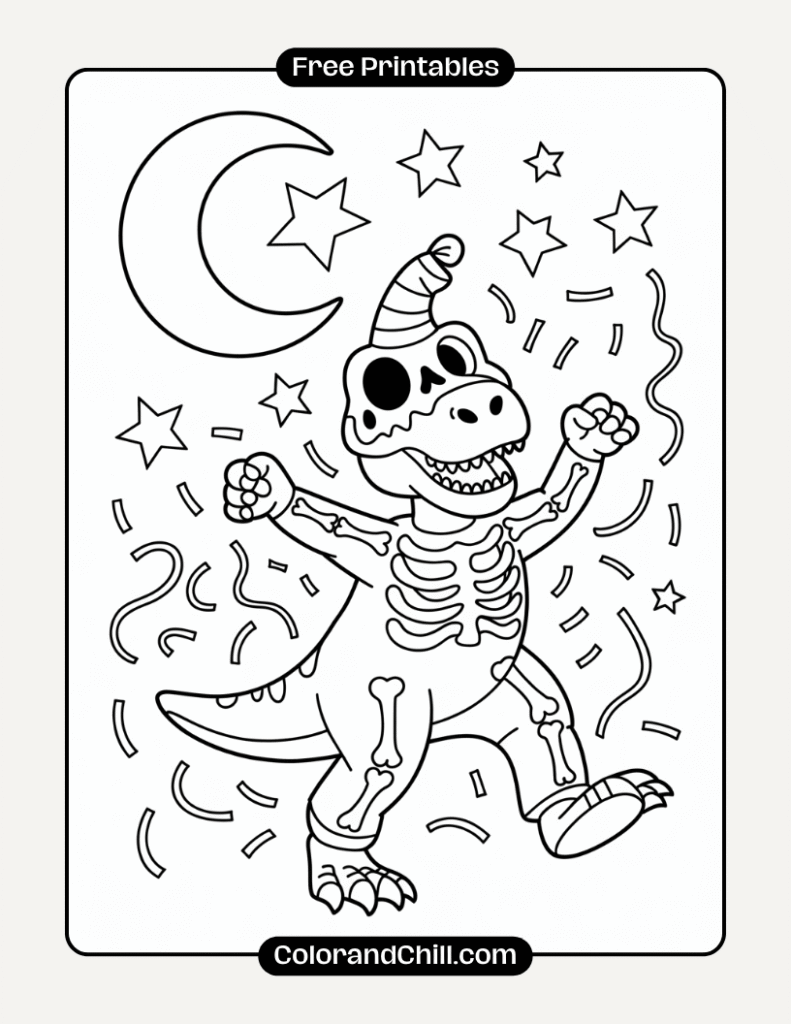 Cute Halloween Dinosaur Coloring Pages - Free PDF Printables
