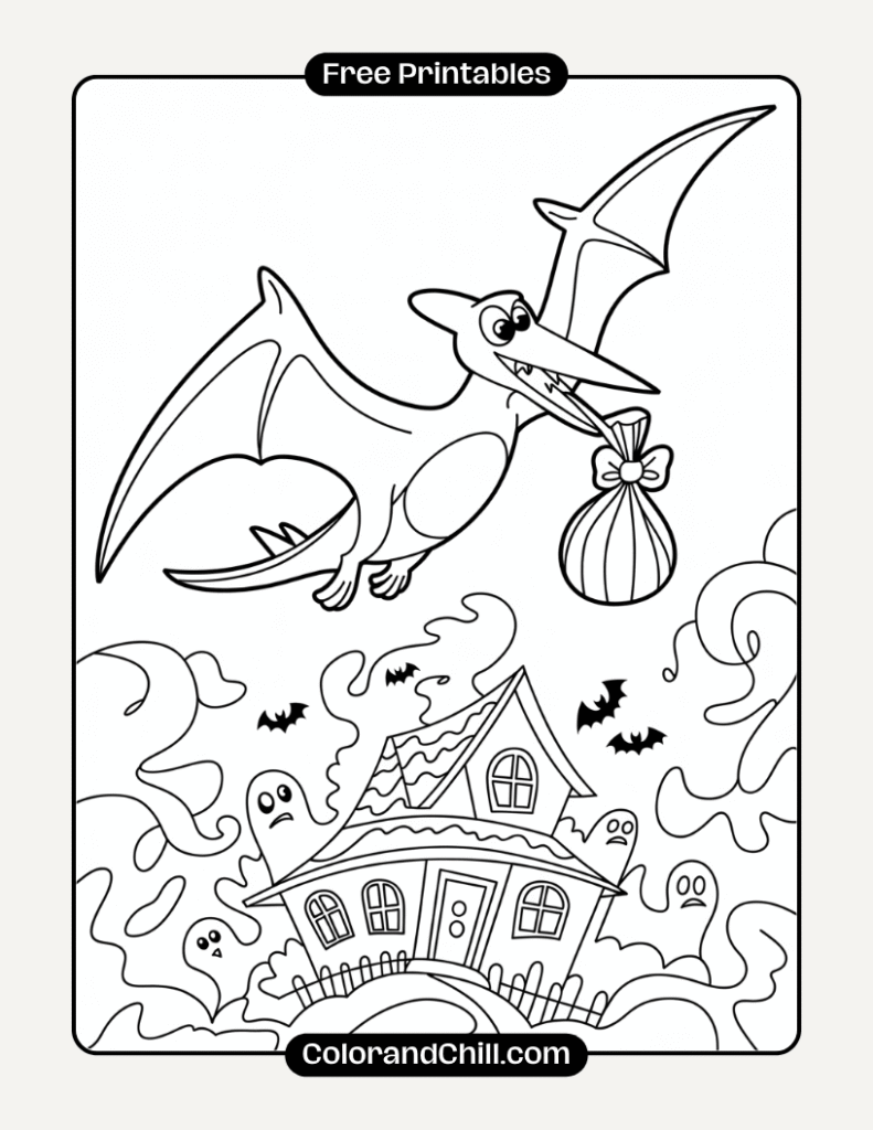 Cute Halloween Dinosaur Coloring Pages - Free PDF Printables