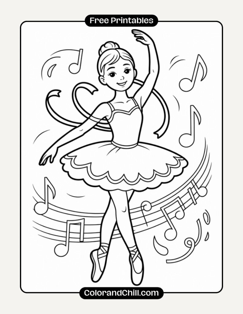 Ballet Dancer Coloring Page Beautiful Ballerina Art for Kids - Free PDF ...