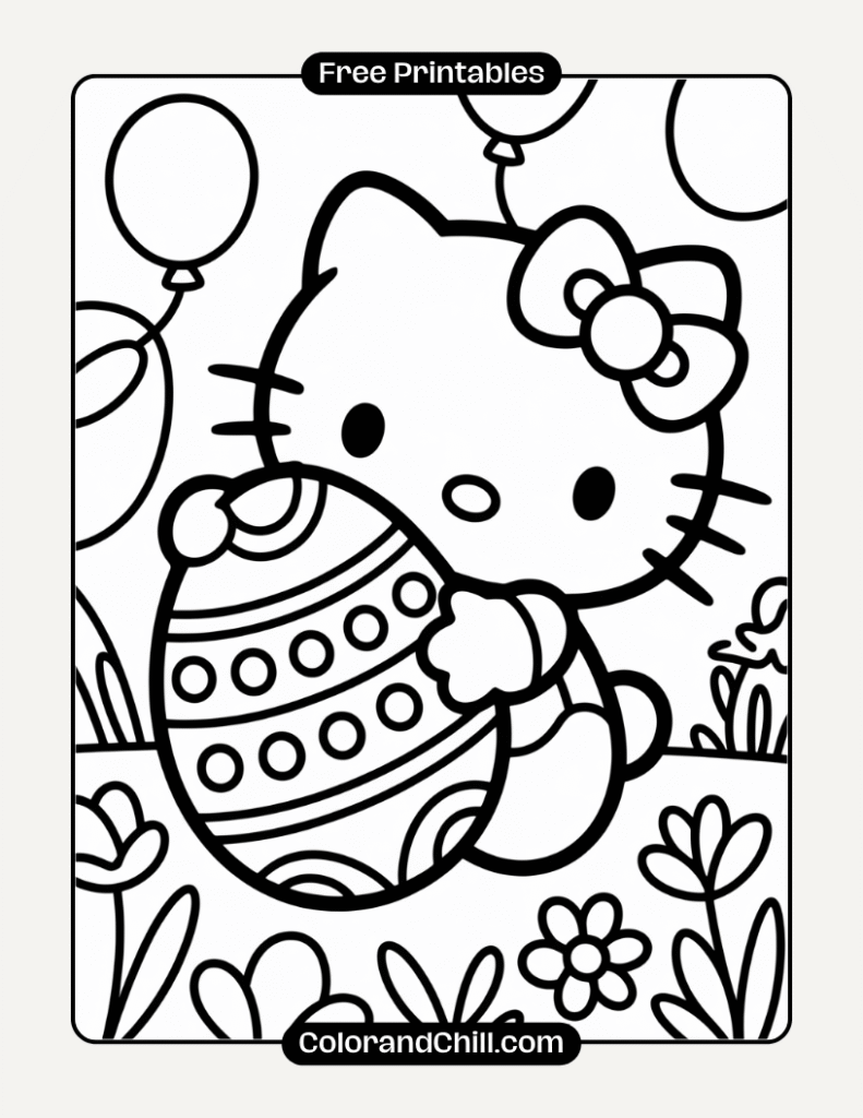 Hello Kitty Easter Coloring Page - Free Printable Fun - Free PDF Printables
