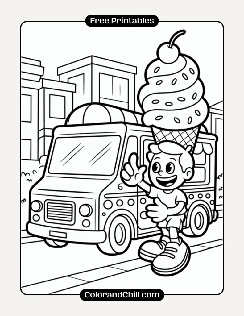Free Ice Cream Truck Coloring Page for Kids Fun & Printable - Free PDF ...