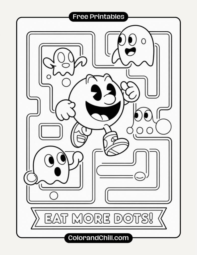 Free Printable Pacman Coloring Pages for Kids Fun & Easy - Free PDF ...