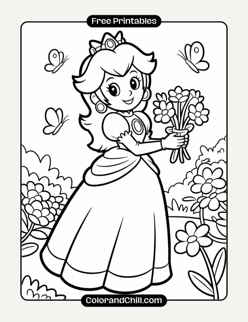 Free Printable Princess Peach Coloring Pages For Kids - Free PDF Printables